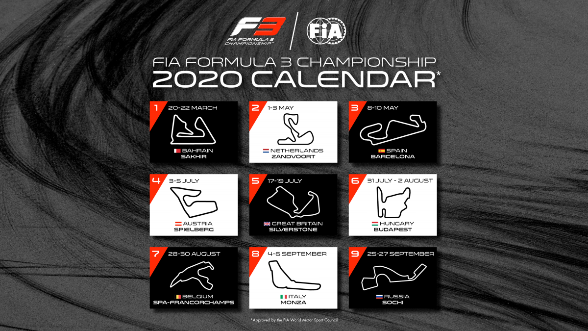 Le calendrier 2020 de la FIA F3 dévoilé