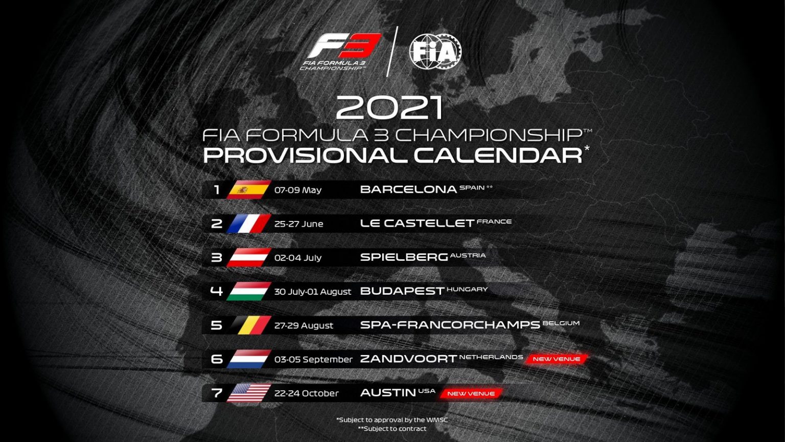 La FIA F3 dévoile son calendrier provisoire 2021