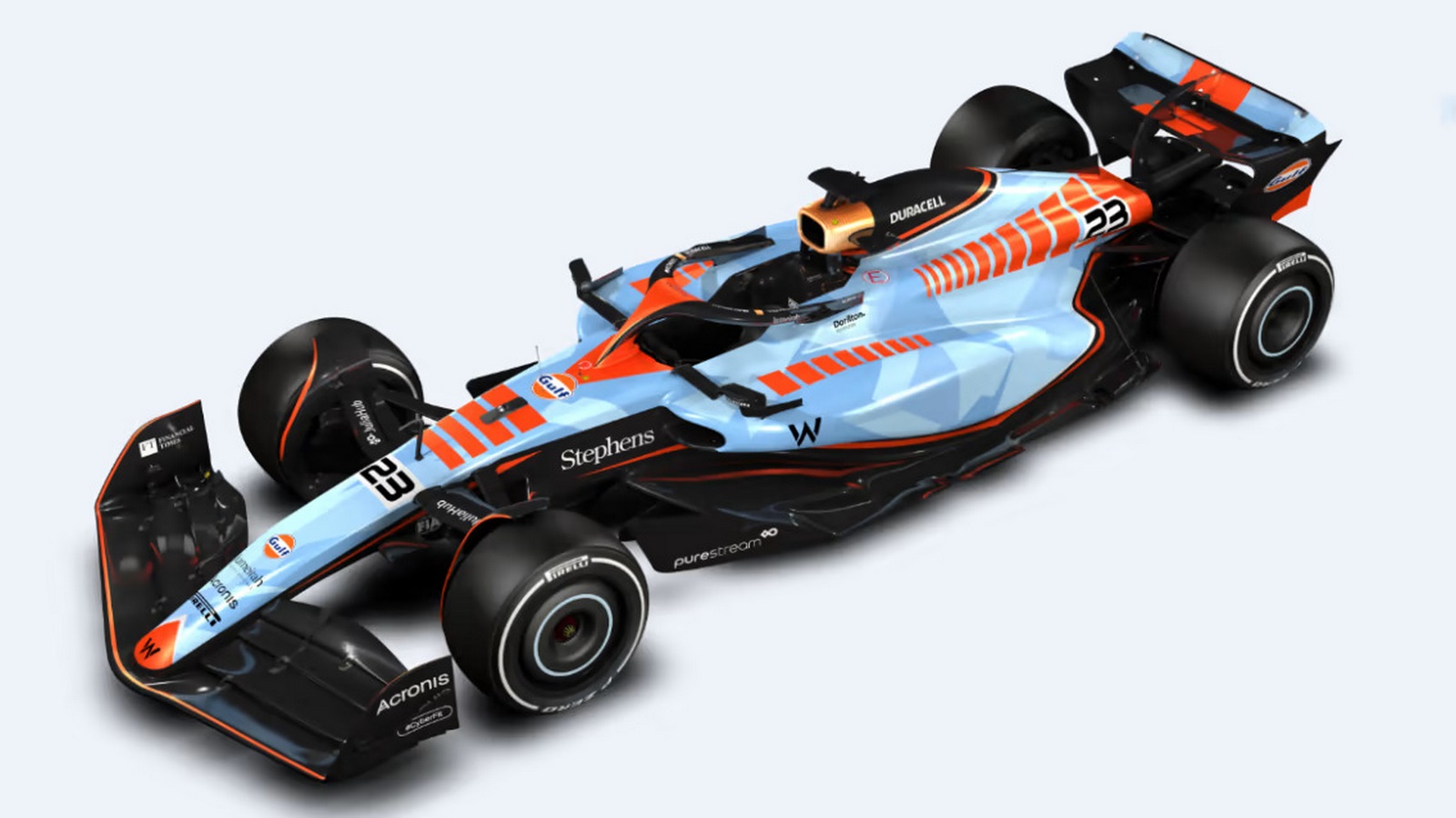 La livrée spéciale Gulf de Williams pour le Qatar, Japon et Singapour